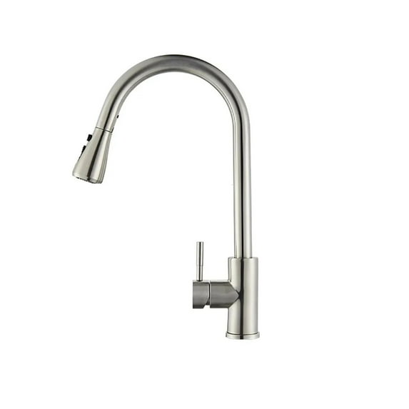 Flexible Brushed Nickel Kitchen Faucet Pull Out Kitchen Sink Mixer Tap ...