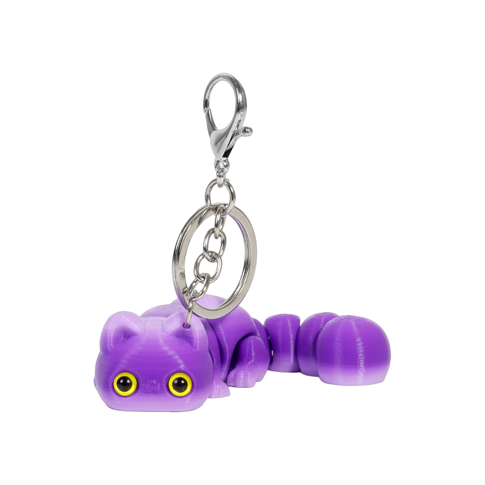 Flexible Cat Keychain Purple 3D Printed Fidget Toy Cute Articulated ...