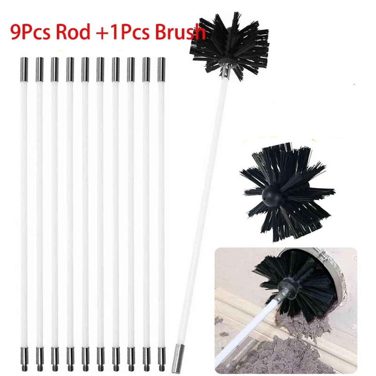 Flexible Chimney Sweep Set Flue Sweeping Brush & Rod Kit Soot Cleaning ...