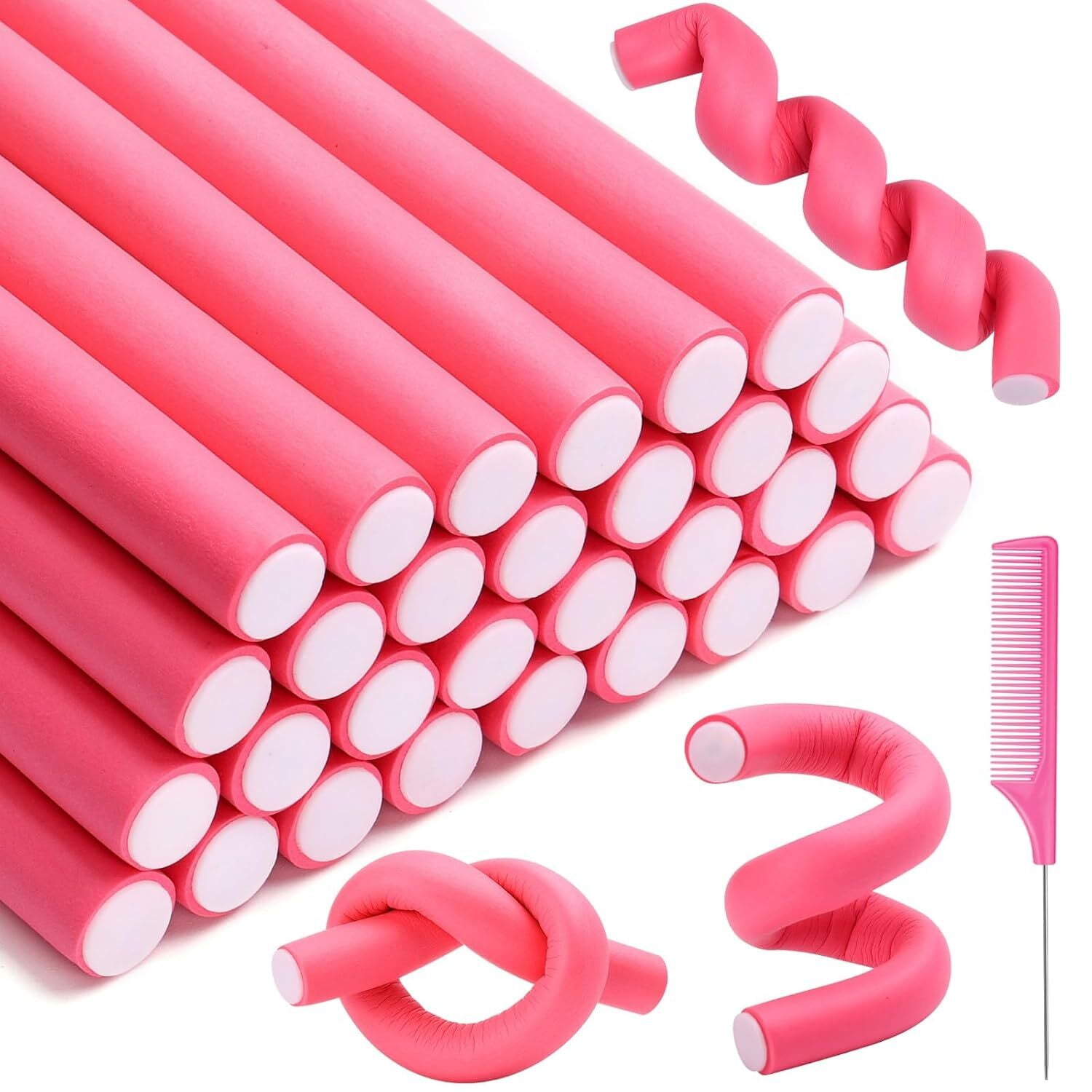 Flexible Curling Rods,Flexy Rod for Hair,30 Pcs Twist Foam Hair Rollers ...