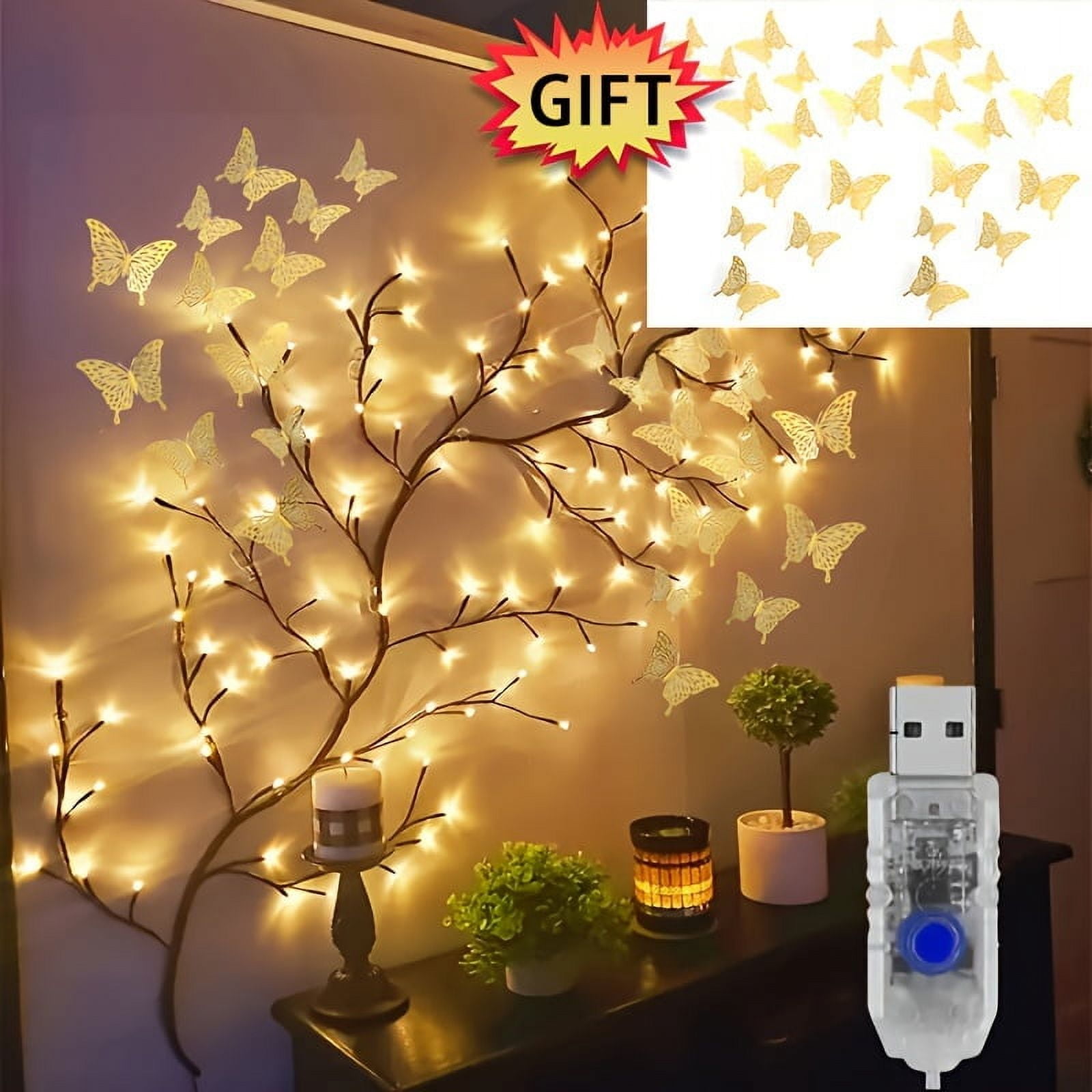 Flexible DIY Tree Vine with Light for Valentine's Day Decoration, 96 ...