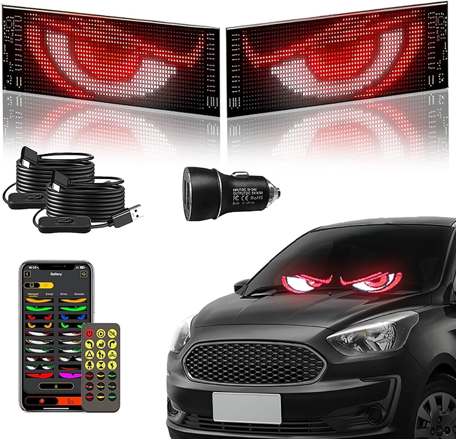 Flexible Devil Eyes Light for Windshield, Sign for , Digital Panel with ...