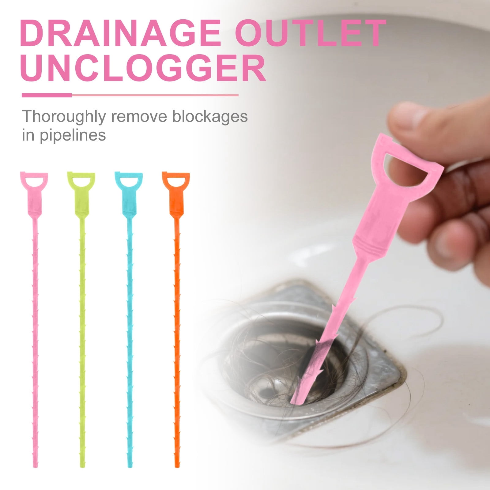 Flexible Drain Snake Hair Remover - 20inch Clog Eliminator for Sinks ...