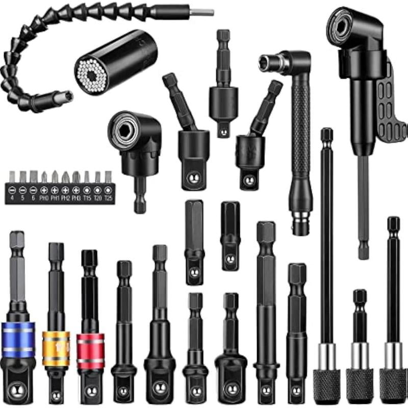 Flexible Drill Bit Extension Set, 32pcs/set 105° Right Angle Drill Attachment, Hex Adapter ...