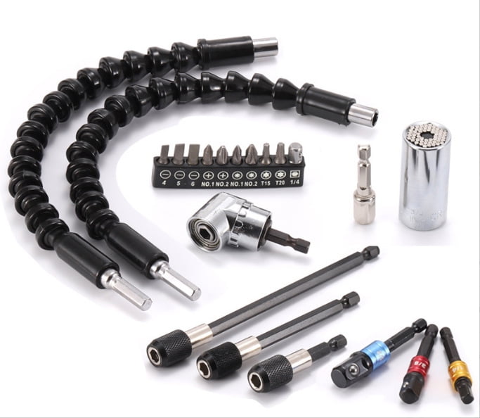 Flexible Drill Extension Hex Shank Drill Nut Driver Bit Set Bendable Drill Bit Extension ...