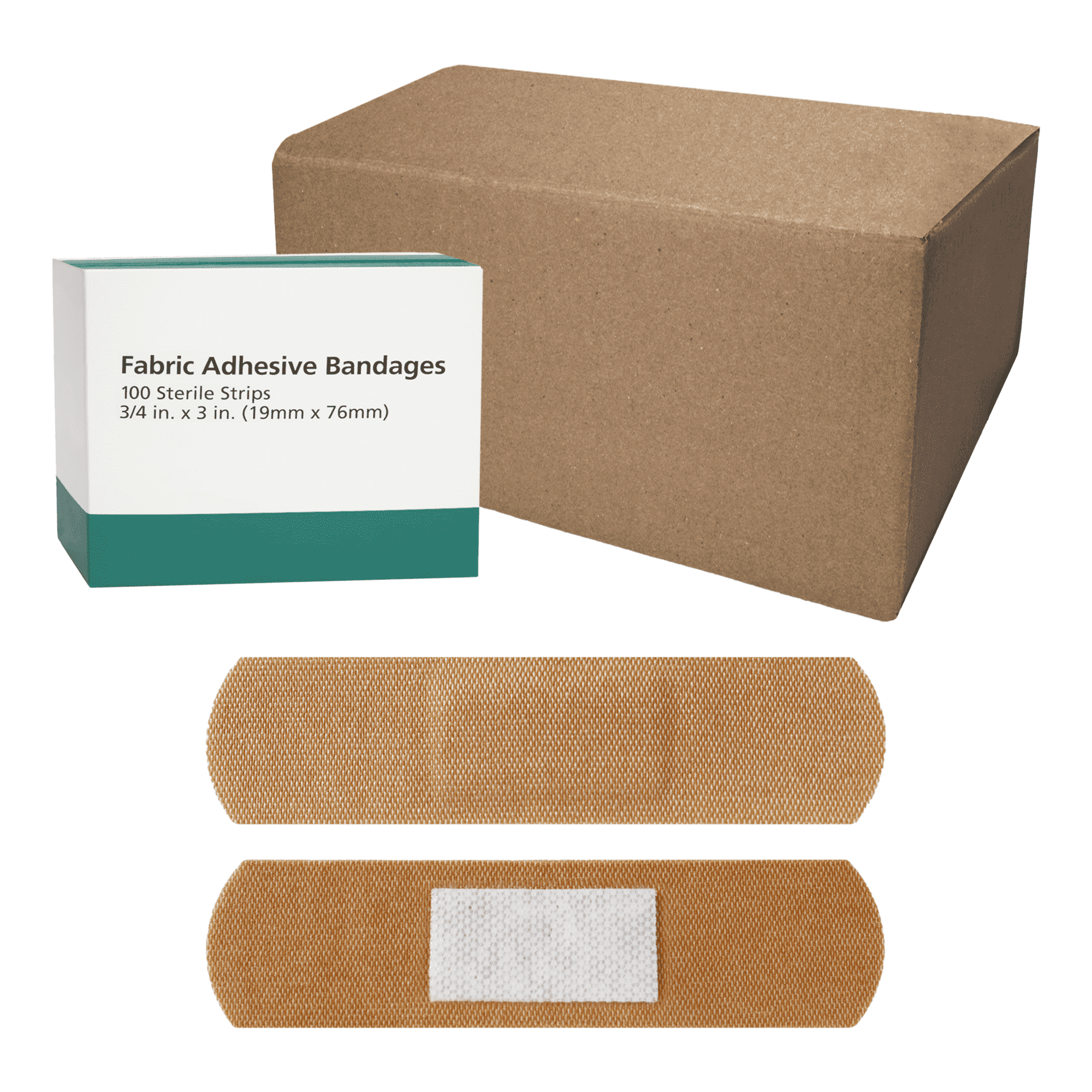 Flexible Fabric Adhesive Bandages, Fabric Strip, 3/4 in x 3 in, 1200 ...