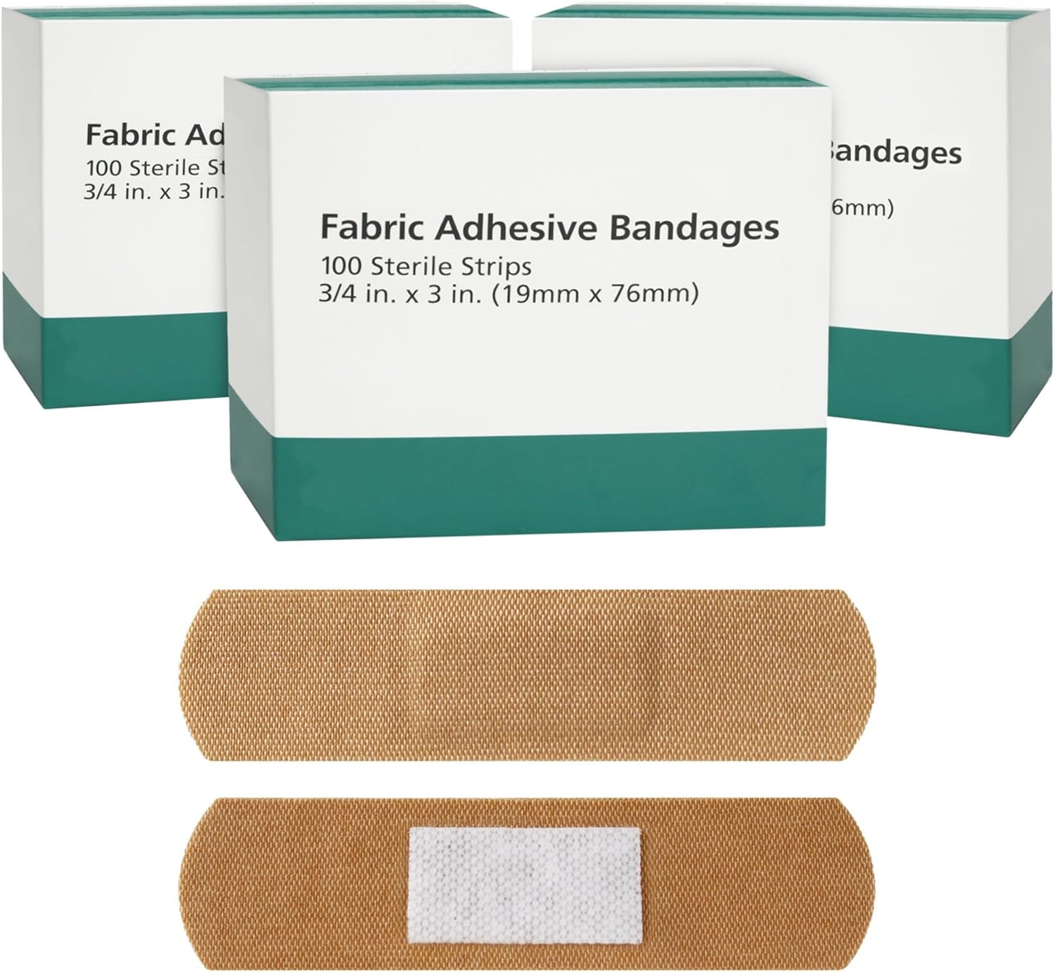 Flexible Fabric Adhesive Bandages, Fabric Strip, 3/4 in x 3 in, 300 ...