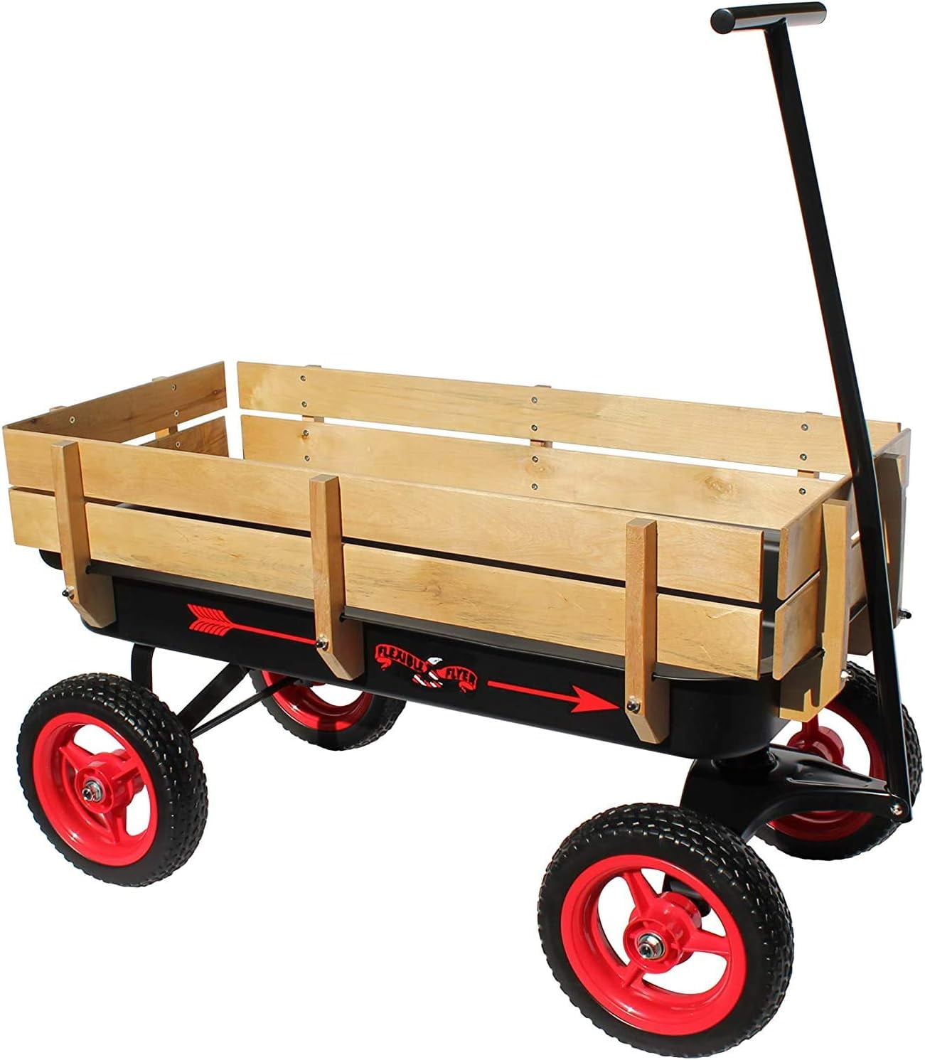 Flexible Flyer All-Terrain Steel & Wood Wagon. Extra-Long Handle, Black ...