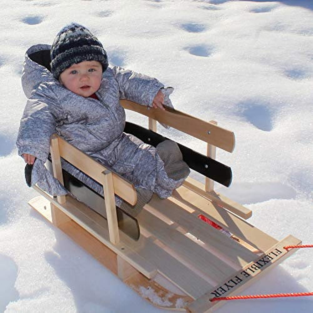 Flexible Flyer BCL-40 Premium Baby Sleigh. Toddler Boggan. Wooden Pull ...