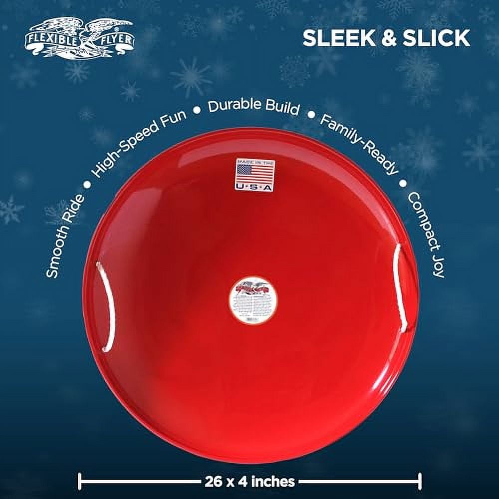 Flexible Flyer Steel Saucer Round Metal Kids Snow Sled Toy with Nylon ...