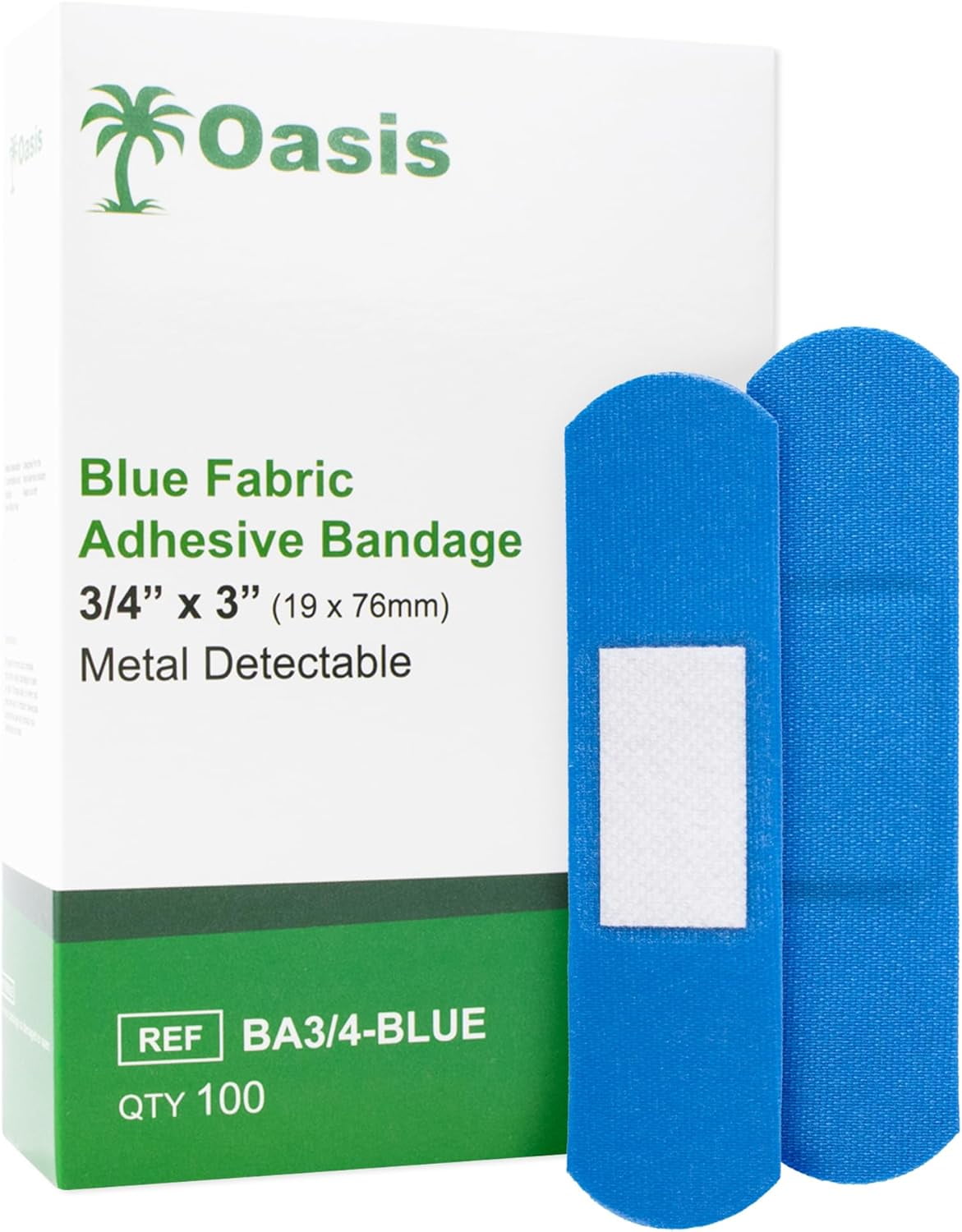 Flexible Food Service Metal Detectable Blue Fabric Adhesive Bandages, 3 ...