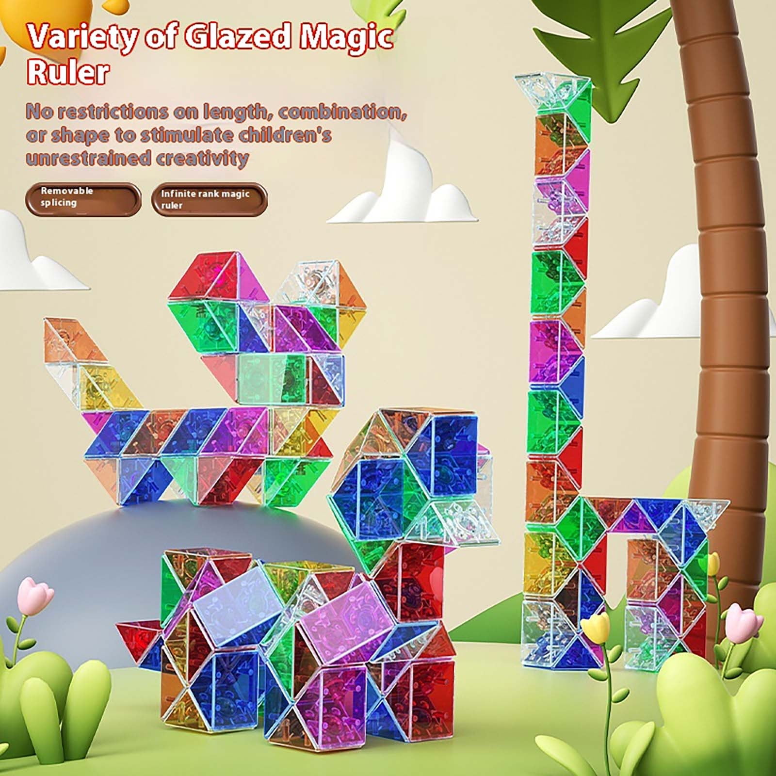 Flexible Glassy Twist Ruler | 60 Segment Transforming Fidget Toy ...