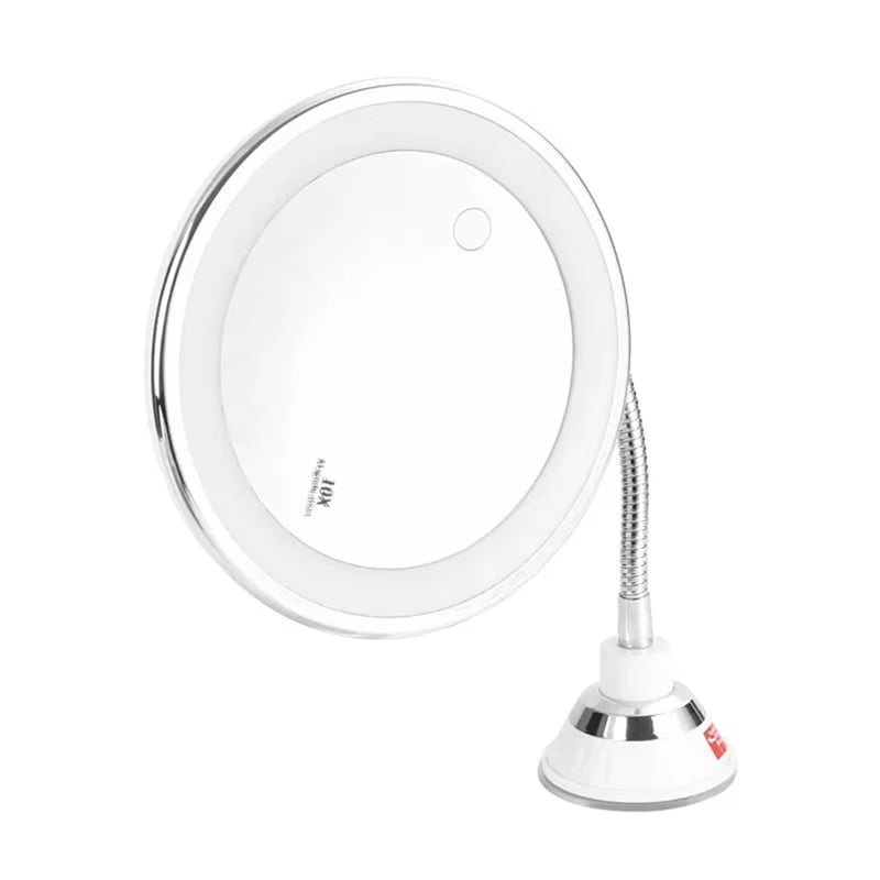 Flexible Gooseneck Makeup Mirror with LED Light 10X Magnifying Mirror ...
