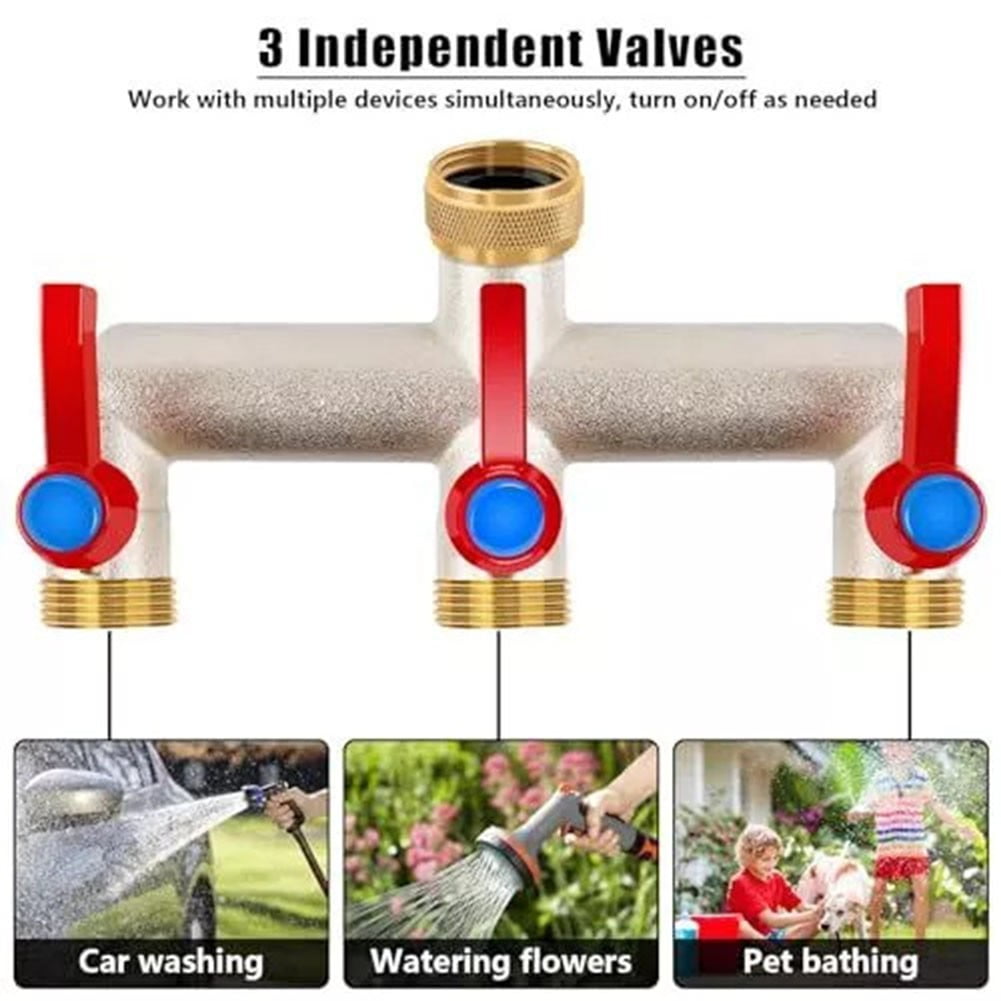 Flexible Hose Distributor 3-Way Faucet Distributor 3/4 Inch Garden ...