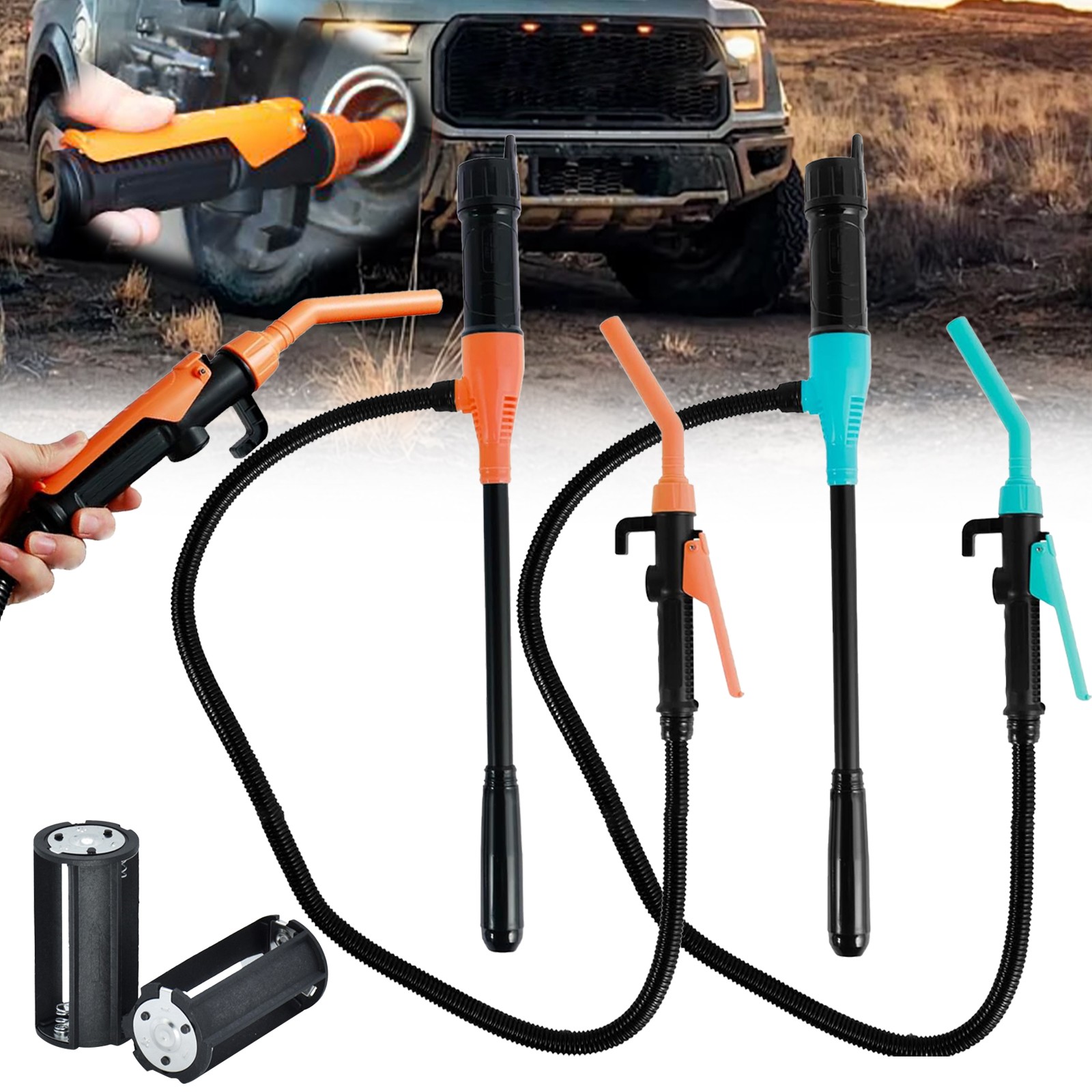 Flexible Hose Fuel Pump Portable Battery Power Electric Transfer ...