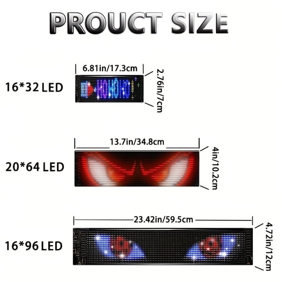 Flexible LED Car Display with Devil's Eye & Logo Animation, Remote ...