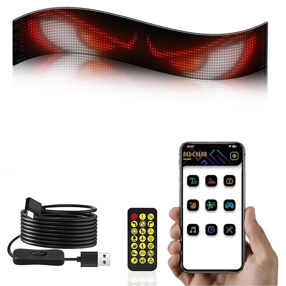 Flexible LED Car Display with Devil's Eye & Logo Animation, Remote ...