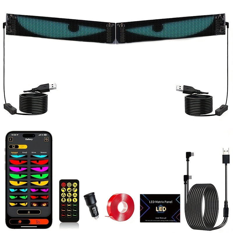 Flexible LED Car Display with Devil's Eye & Logo Animation, Remote ...