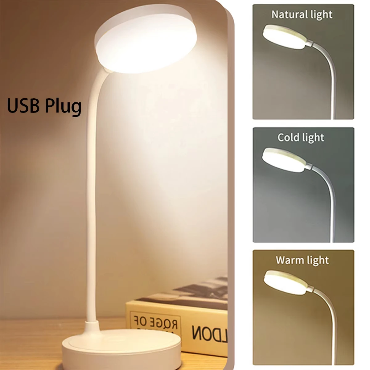 Flexible LED Desk Lamp with 3-Level Dimmer, USB Powered, Eye-Caring ...