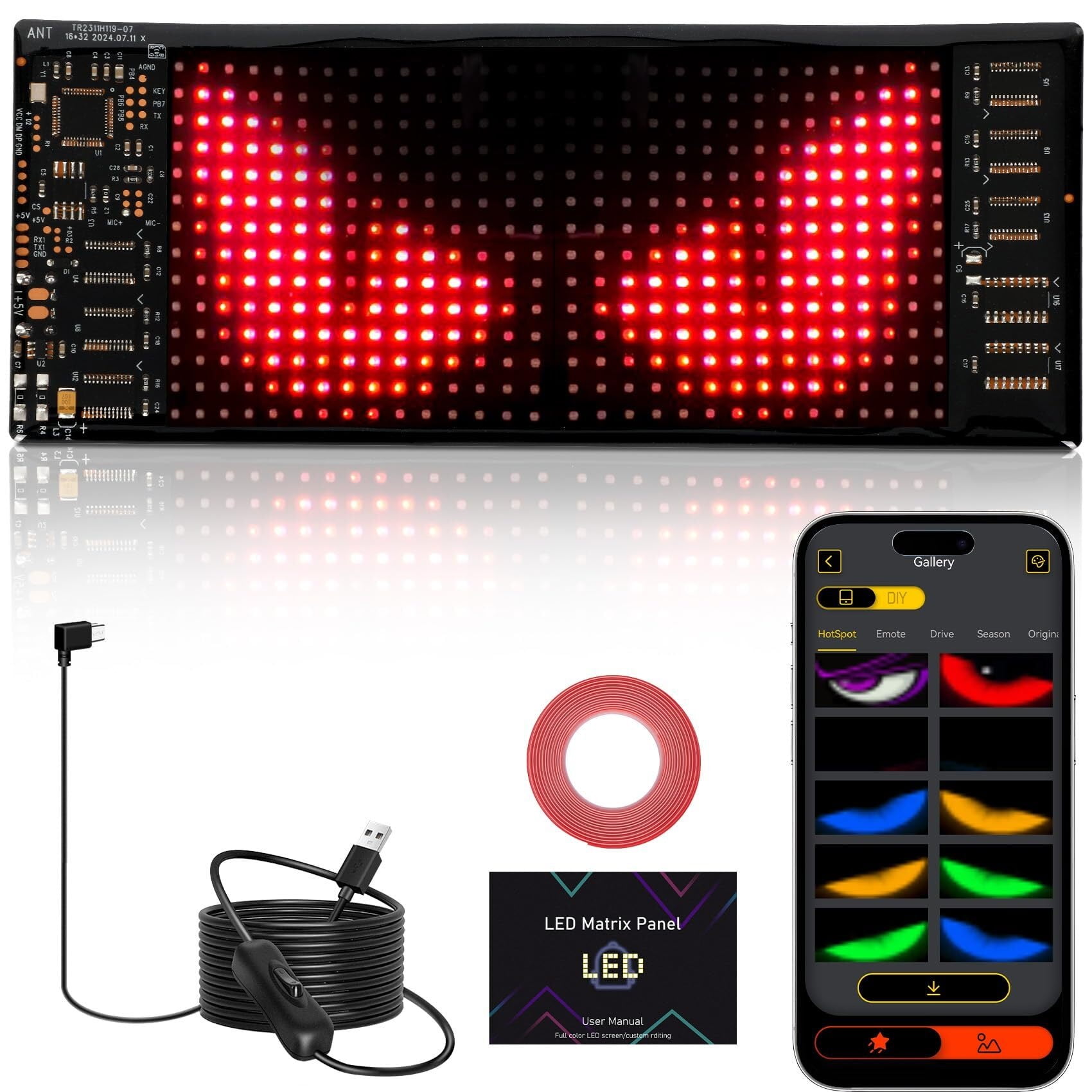 Flexible Led Digital Display, Devil Eyes Light for Cars 4.7x23.4 Inch ...