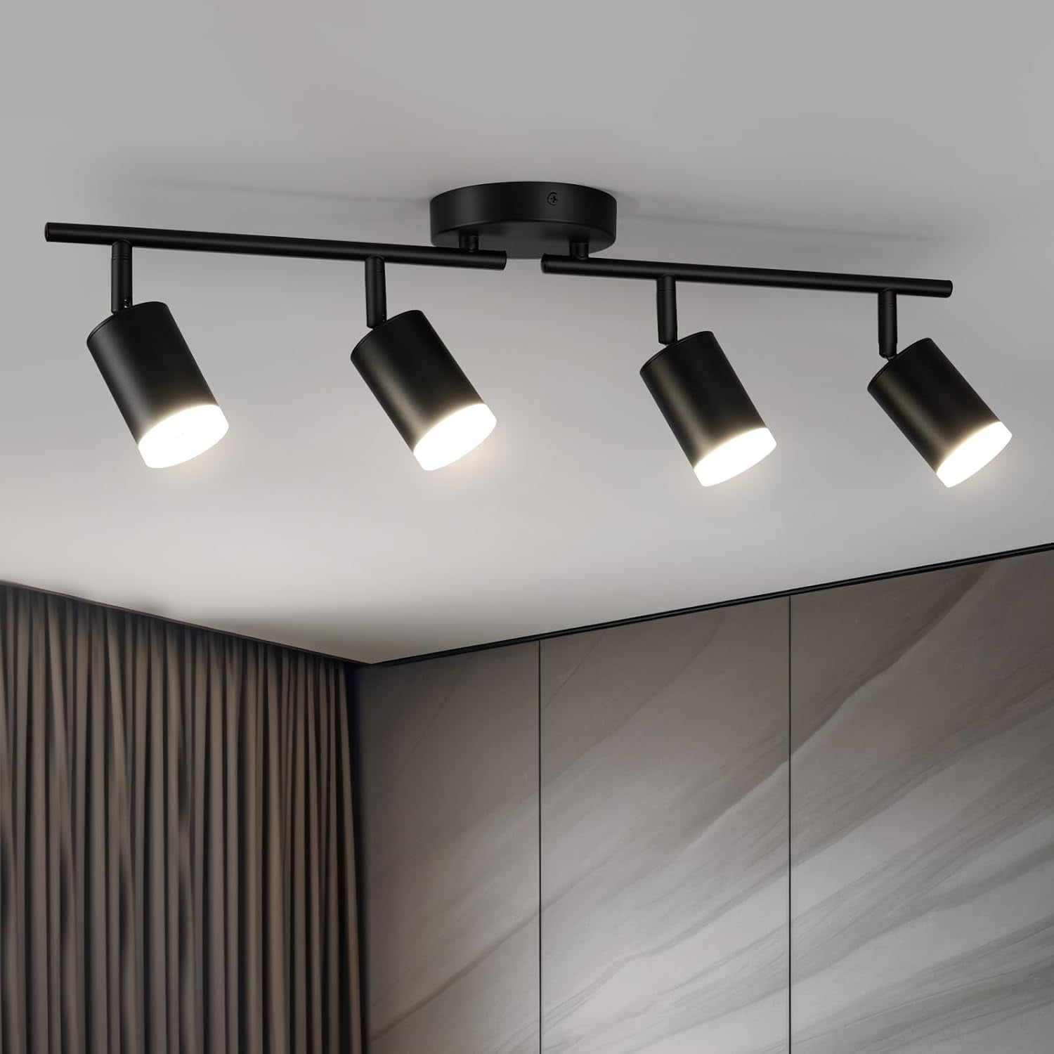 Flexible Led Track Lighting, 4-Light Black Track Lighting Fixtures ...