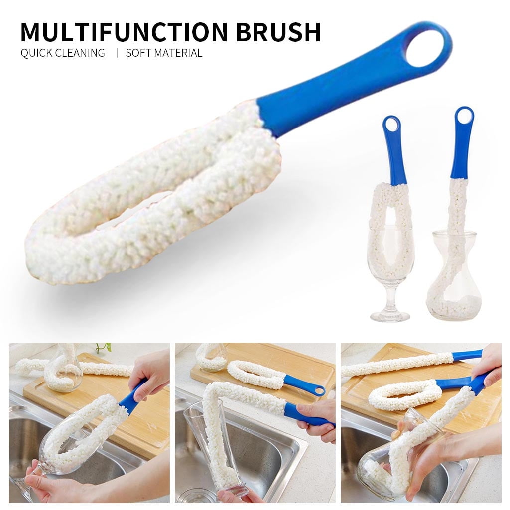 Flexible Long Handle Bottle Brush - Bendable Foam Tip Cleaner for Wine ...