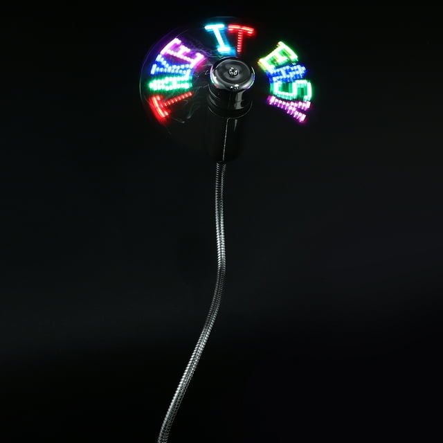 Flexible Mini USB LED Cooling Flashing Fan Programmable Edit Word for ...