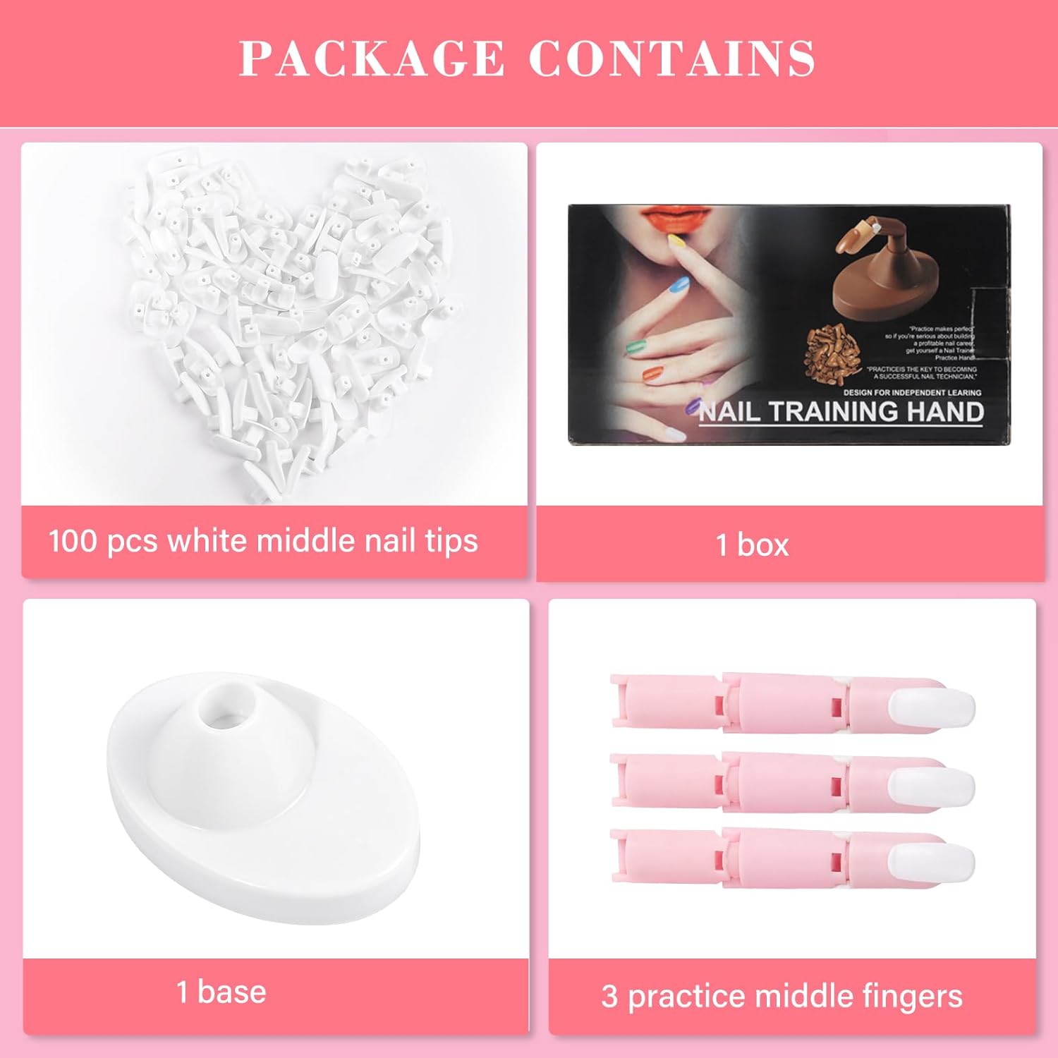 Flexible Movable Fake Finger Practice - 3PCS Adjustable Pink Nails with ...