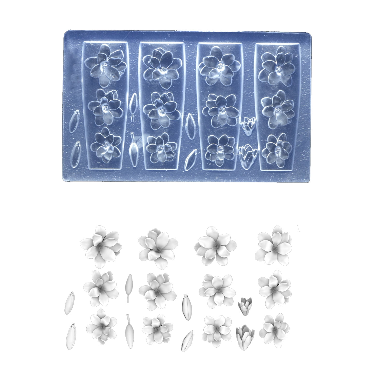 Flexible Nails Mould Flower Theme Nails Art Template Moulds Silicone ...