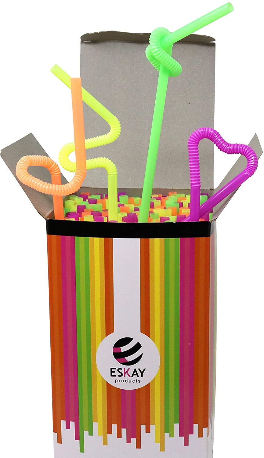Flexible Neon Straws - BPA Free, Extra Long - 12 Inch - 300 Pack ...