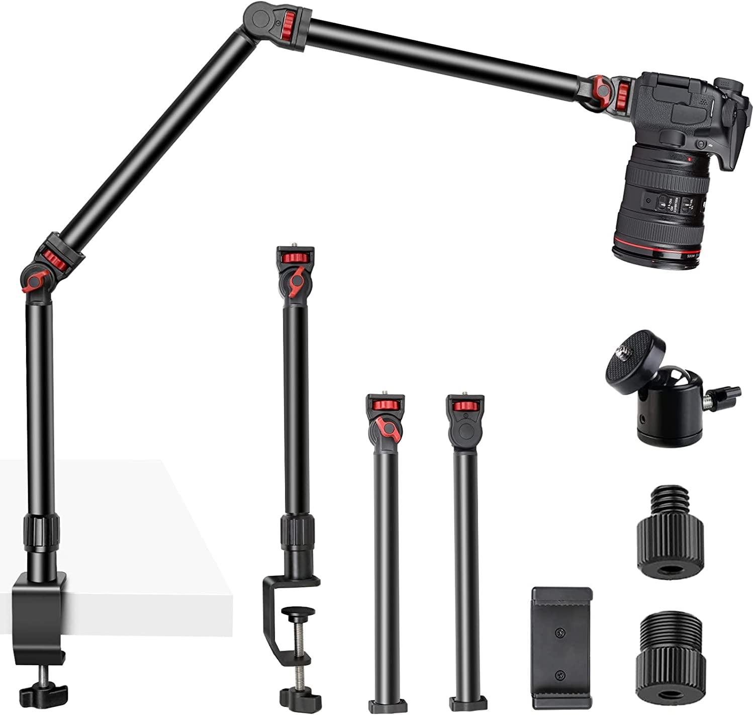 Flexible Overhead Camera Mount with 1/4“ 3/8" 5/8" Screws, Adjustable 3 ...