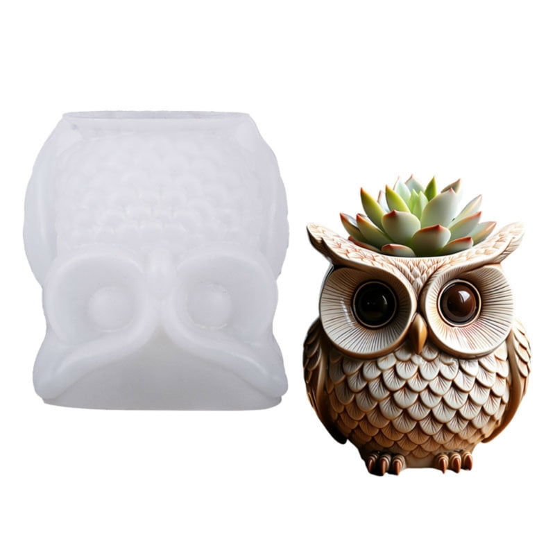 Flexible Owl Planter Mold Reusable Silicone Craft Tool For Plaster ...