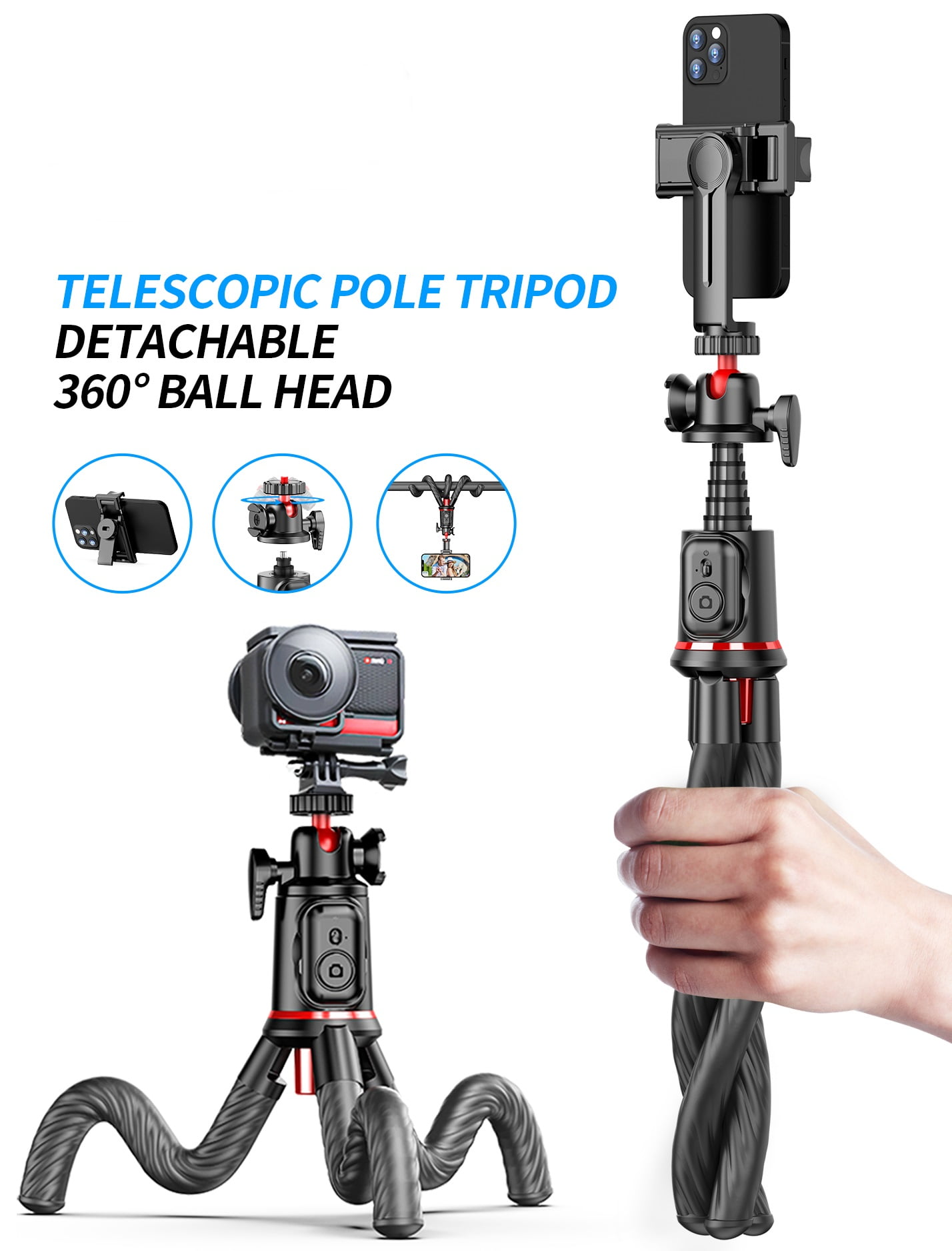 Flexible Phone Tripod Selfie Stick Mini Camera Tripod Phone Holder with ...