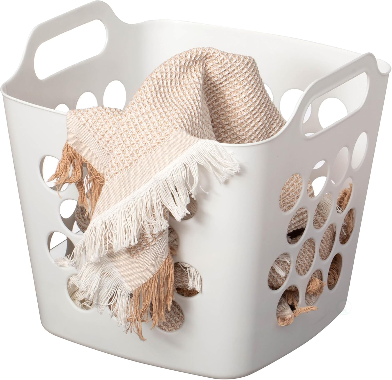 Flexible Plastic Carry Laundry Basket Holder Square Storage Hamper with ...