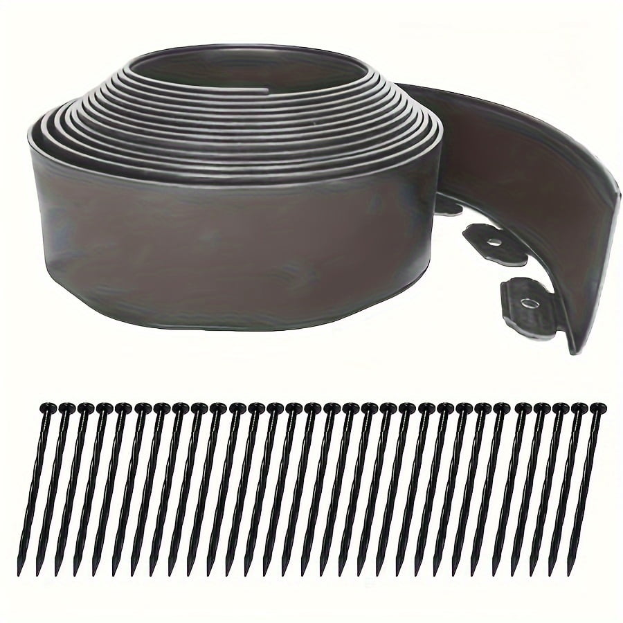 Flexible Plastic Garden Edging Border - 33ft No-Dig Landscaping Edge ...