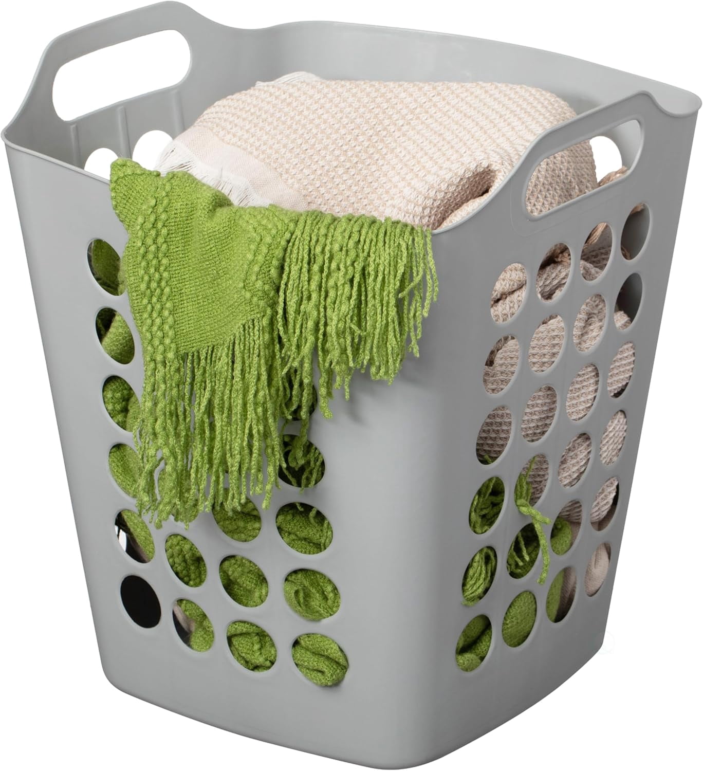 Flexible Plastic Laundry Basket - Square Storage Hamper with Side ...