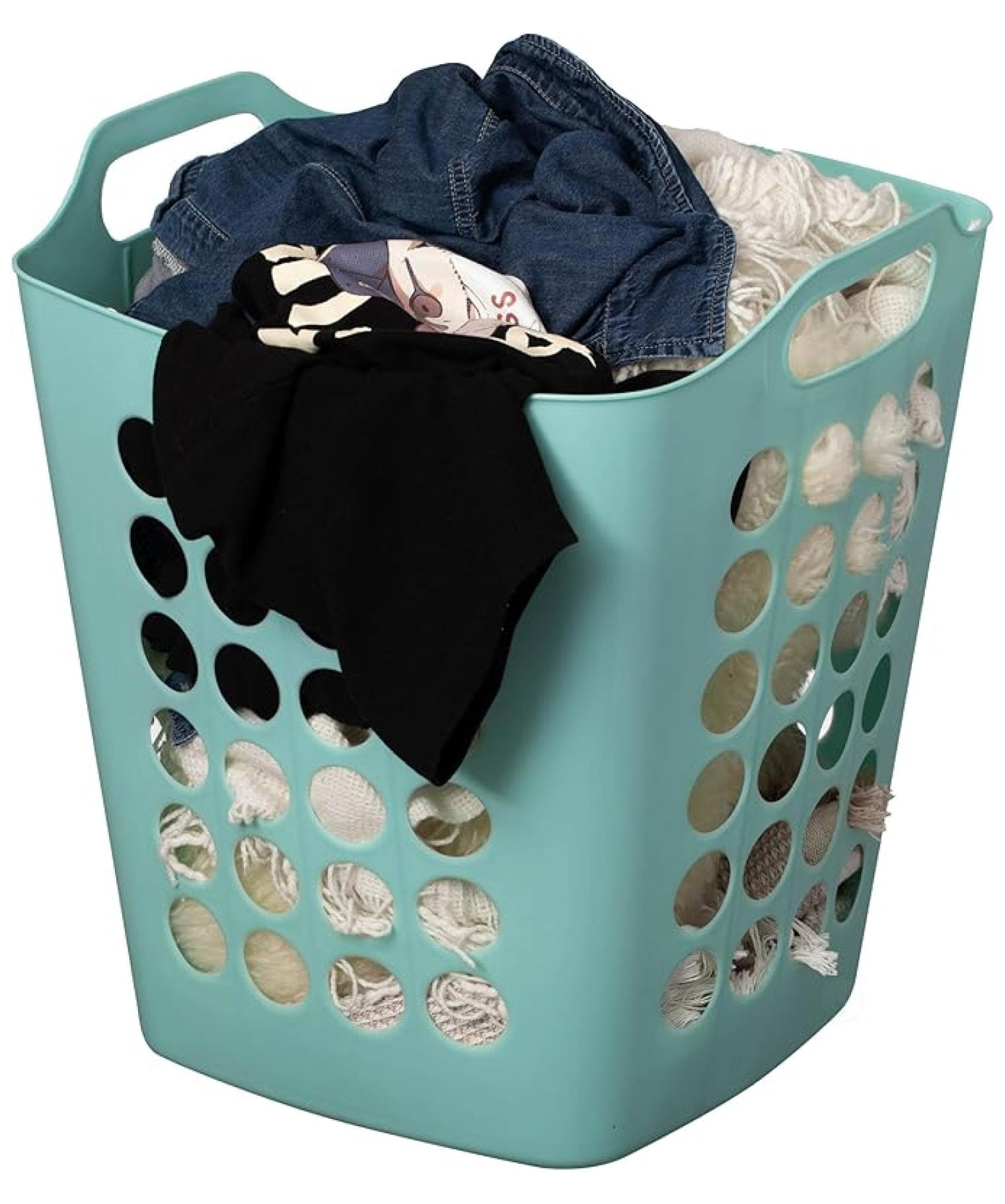 Flexible Plastic Laundry Basket - Square Storage Hamper with Side ...