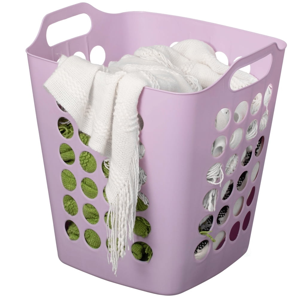 Flexible Plastic Laundry Basket - Square Storage Hamper with Side ...