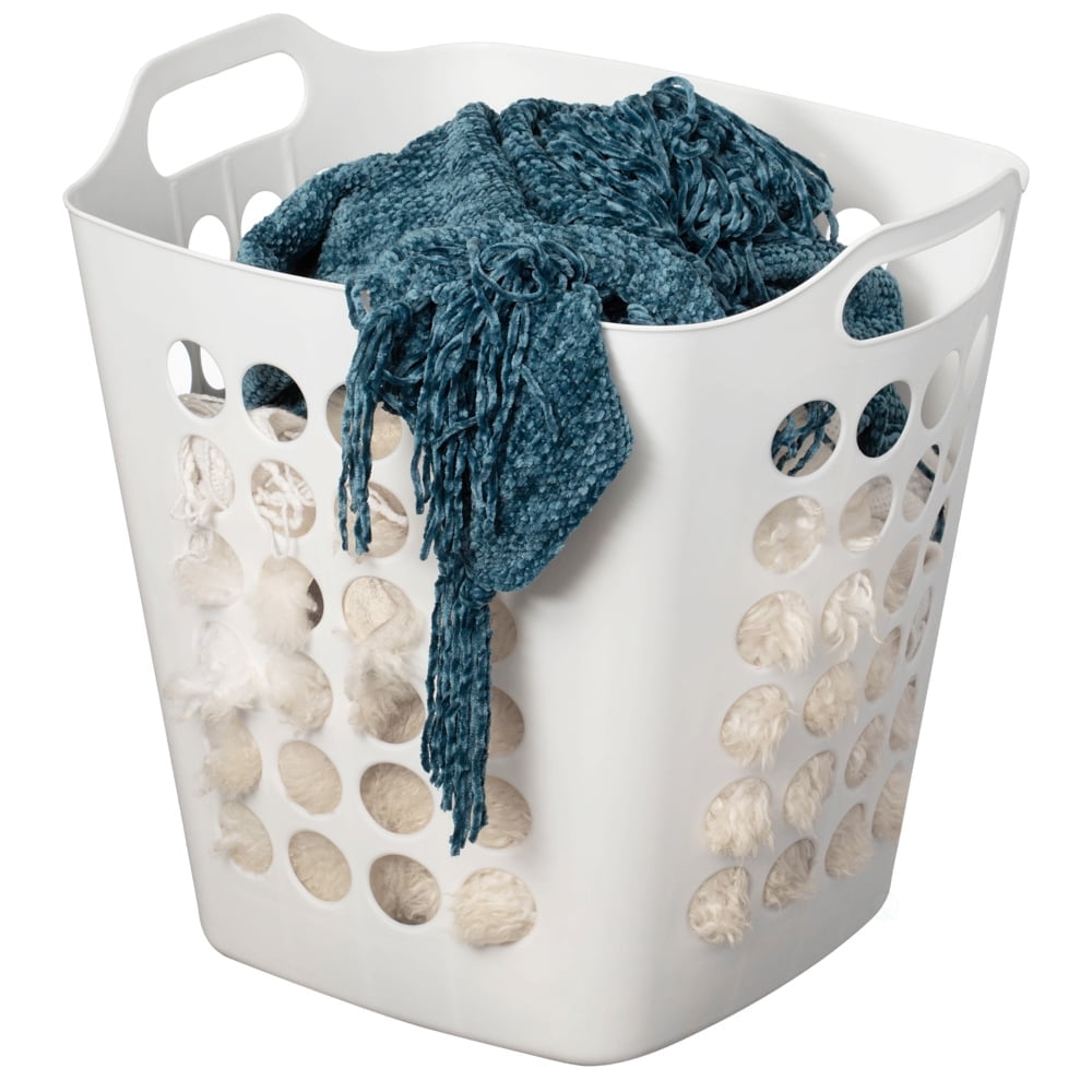Flexible Plastic Laundry Basket - Square Storage Hamper with Side ...