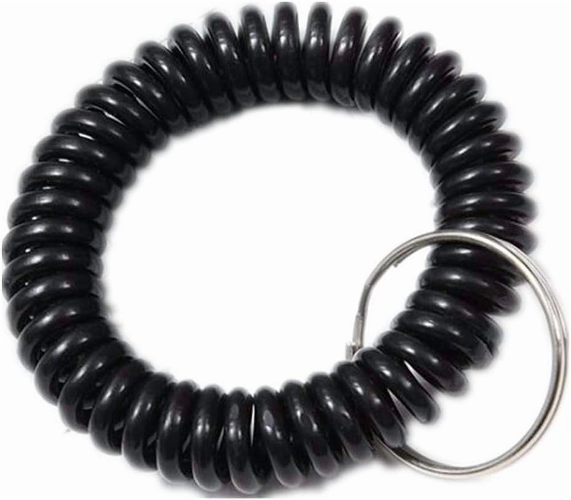 Flexible Plastic Spring Spiral Wrist Coil Band Stretch Key Chain Ring ...