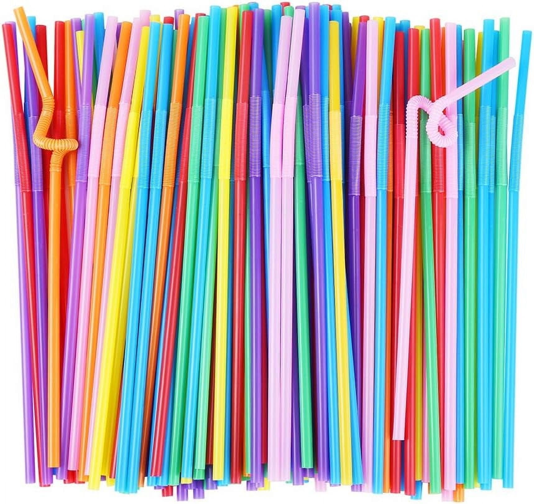 Flexible Plastic Straws, 10.2 Inch Extra Long Colorful Disposable Bend ...