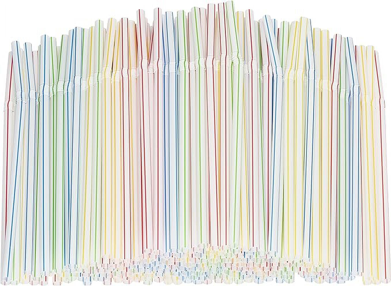Flexible Plastic Straws Colored BPA-Free Disposable Bendy Straw 8" Long ...