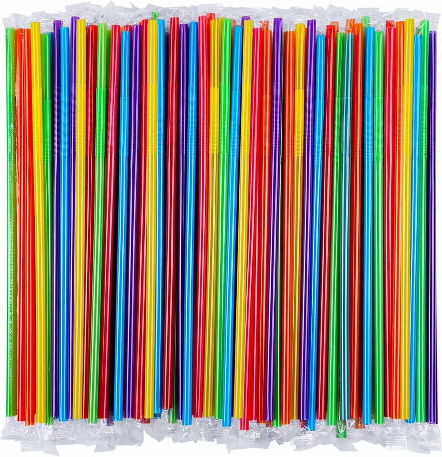 Flexible Plastic Straws, Colorful Disposable Curved Party Fancy Straws ...
