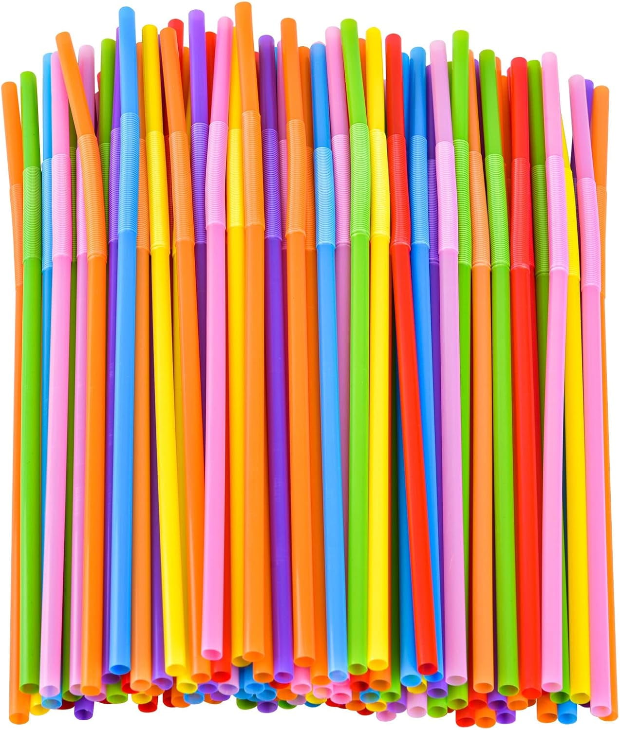 Flexible Plastic Straws, Colorful Disposable Curved Party Fancy Straws ...