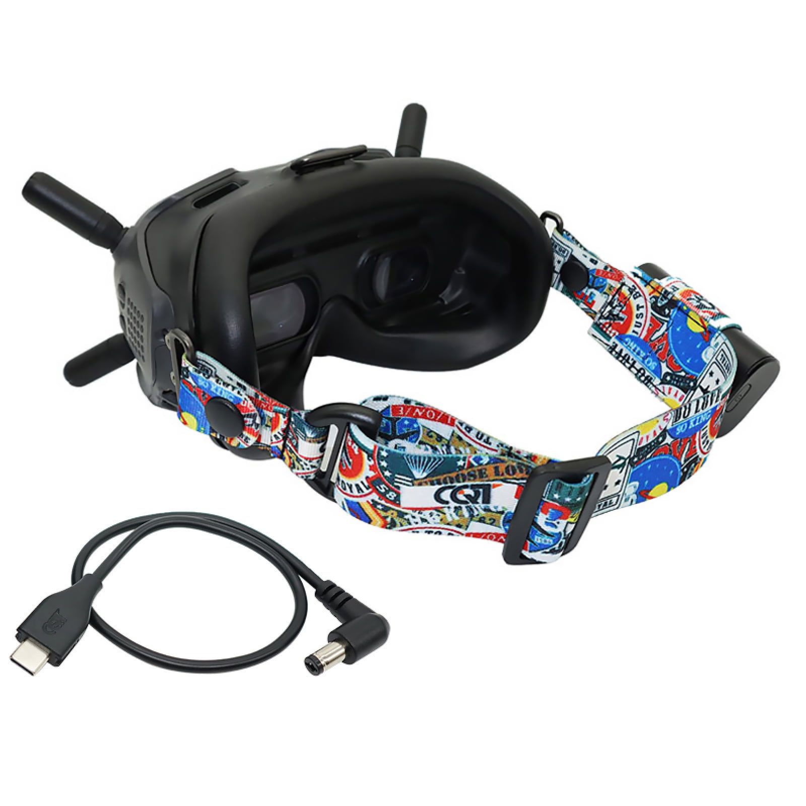 Flexible Polyester Strap Elastic Band VR Device Head Strap with Cable ...