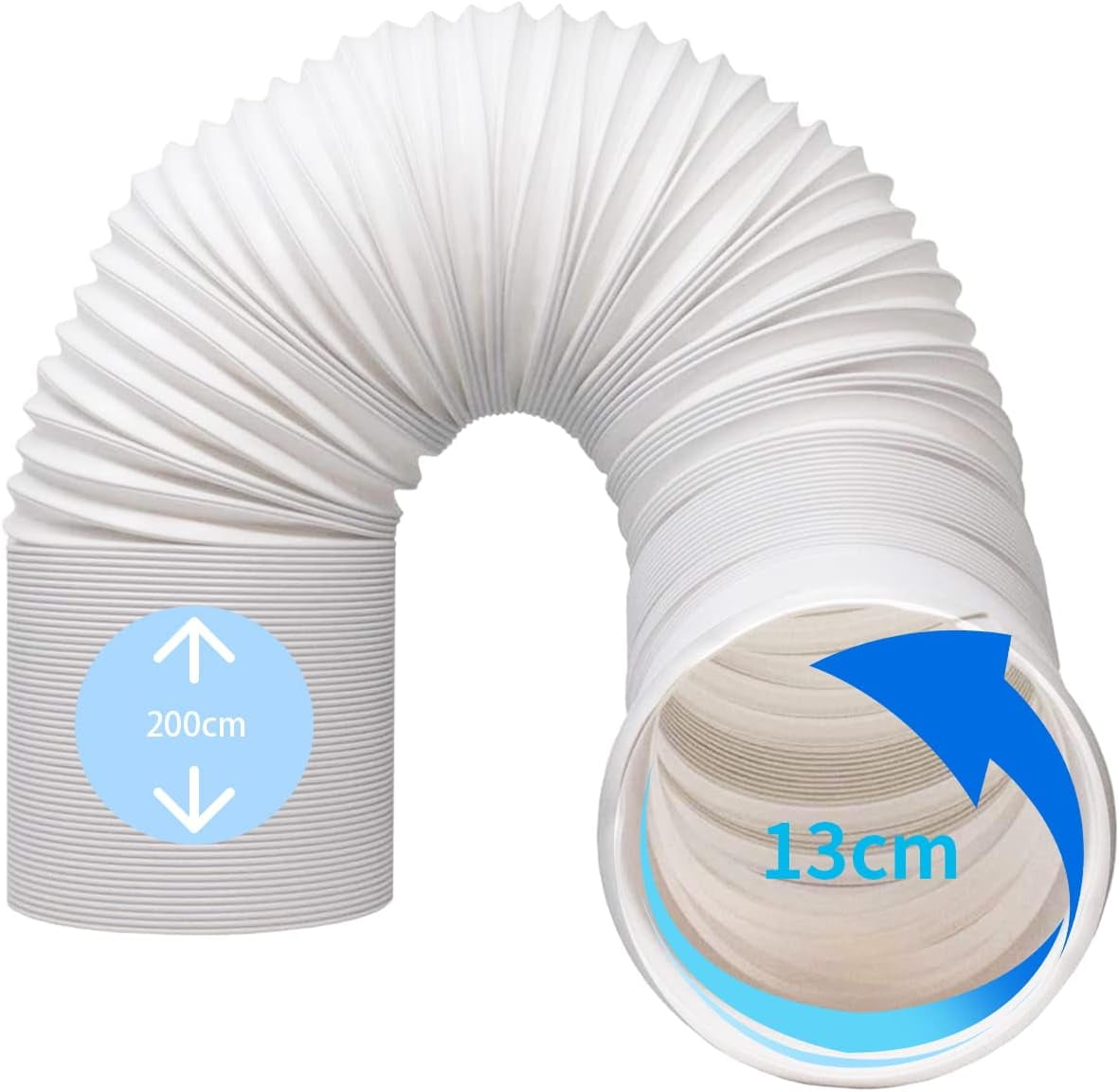 Flexible PVC Portable AC Vent Hose, 13cm Diameter Anti-Clockwise Thread Reinforced Exhaust, Long ...