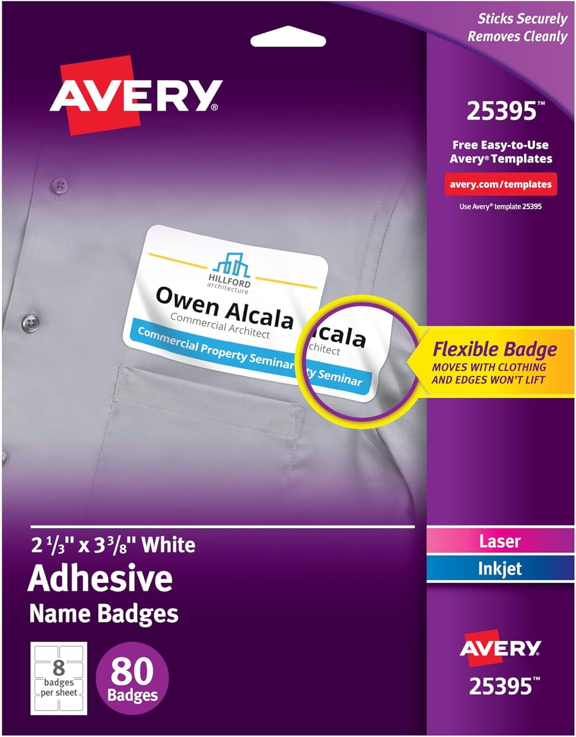 Flexible Printable Name Tags, 2-1/3" x 3-3/8", Matte White, 80 ...