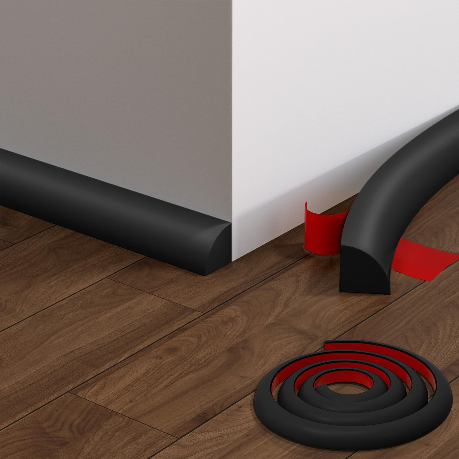 Flexible Quarter Round Molding, 39 Inch Peel and Stick Rubber Quarter ...