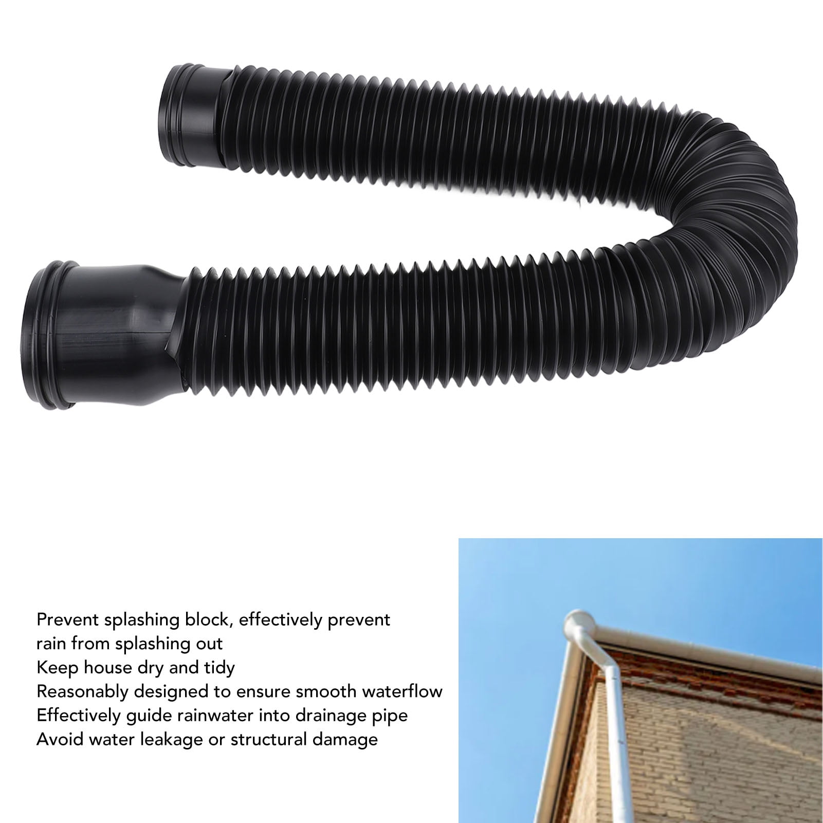 Flexible Rain Gutter Extension, Durable PE Material, Prevents Splashing ...