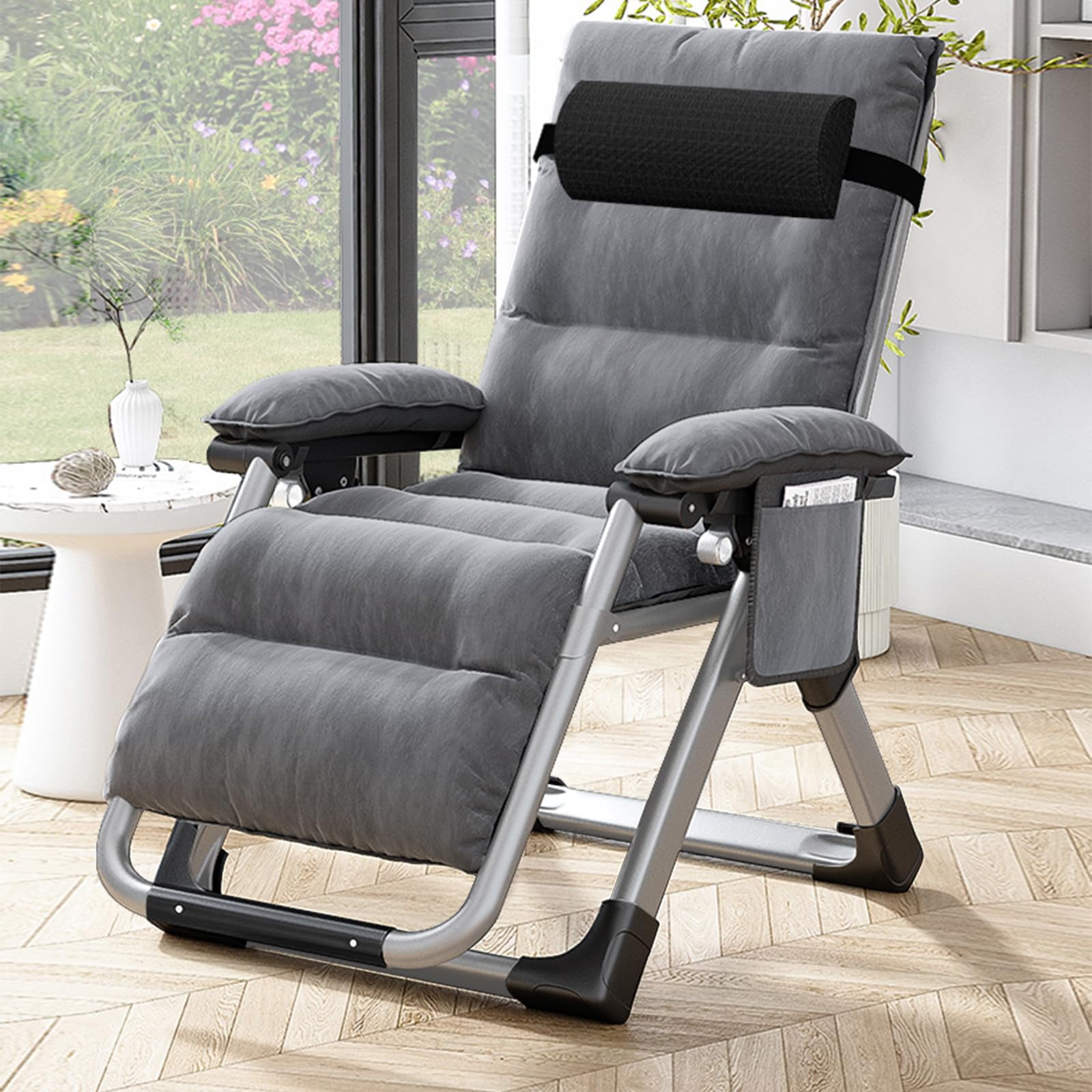 Flexible Reclining Folding Chair, Soft Cushion Lounge Chair for Living ...